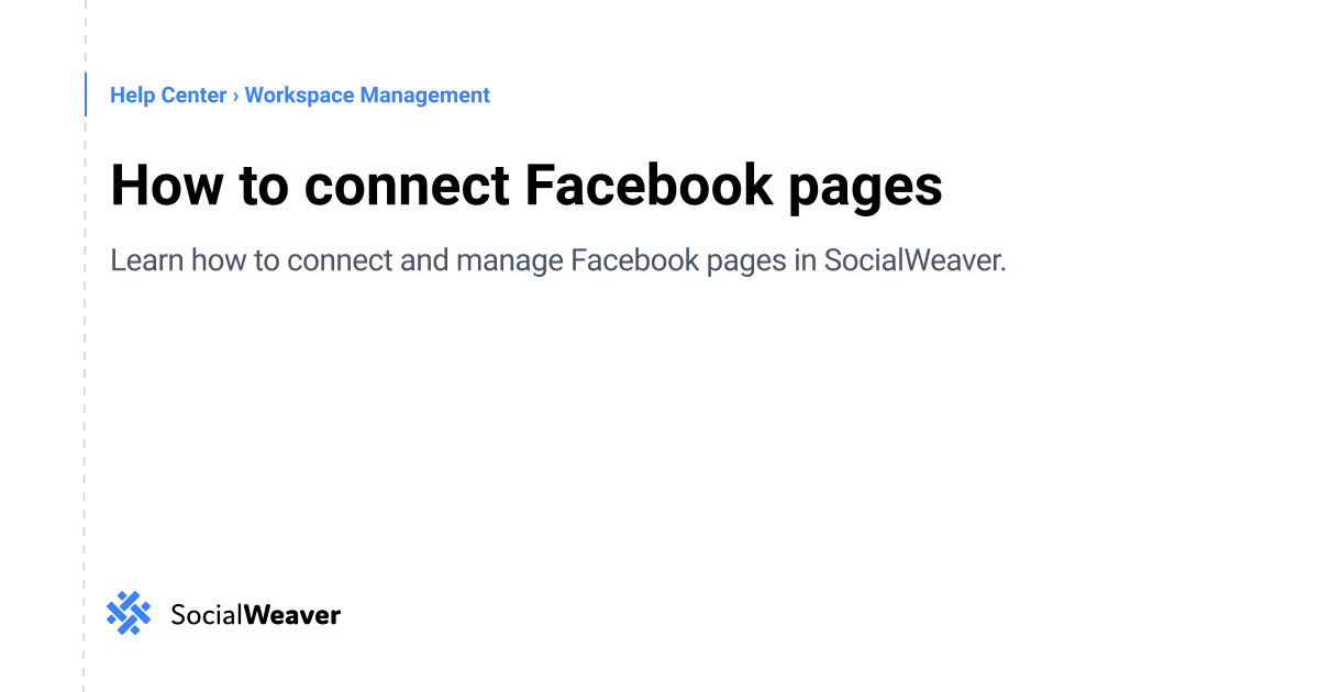 How to connect Facebook pages