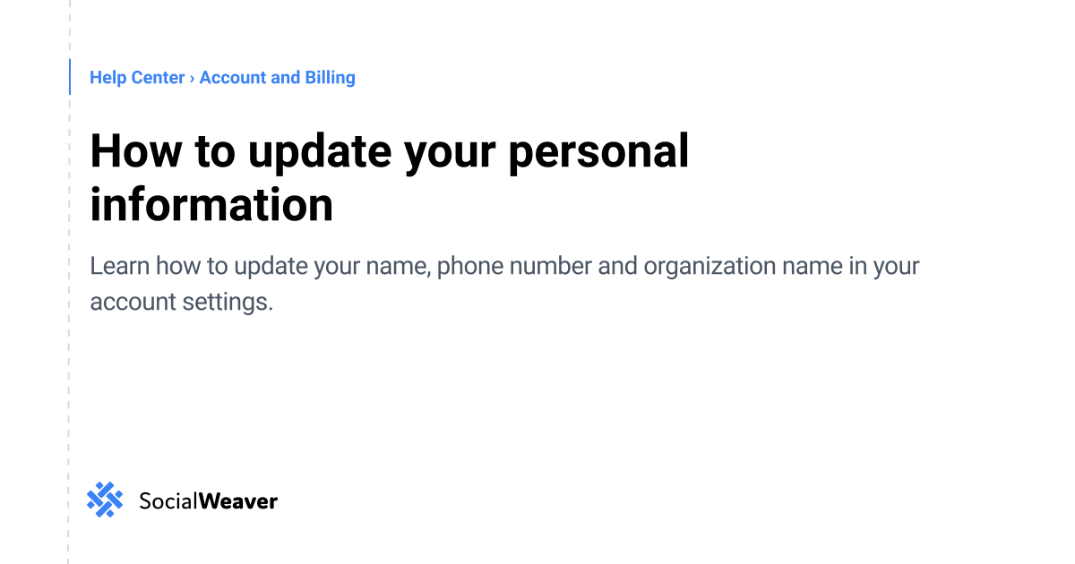 How to update your personal information