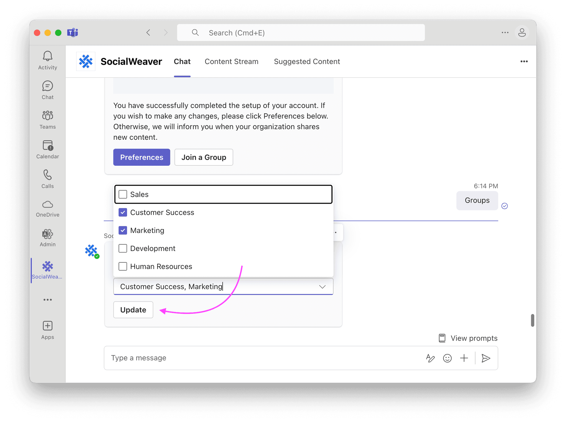 How to update employee group subscriptions in Microsoft Teams